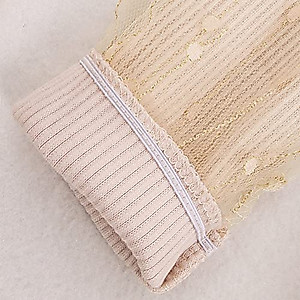Toddler Baby Girl's Fall Dress Outfit Knit Long Sleeve Fluffy Gold Wire Decoration Tulle Dress Princess Dress (Cream, 4T)