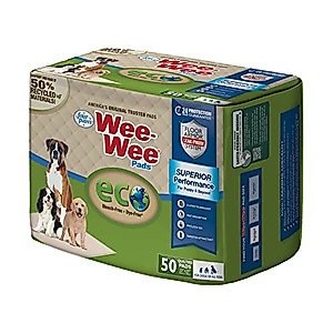 Four Paws Wee-Wee Superior Performance Eco Pee Pads for Dogs - Earth-Friendly Dog & Puppy Pads for Potty Training - Dog Housebreaking & Puppy Supplies - 22" x 23" (50 Count),White