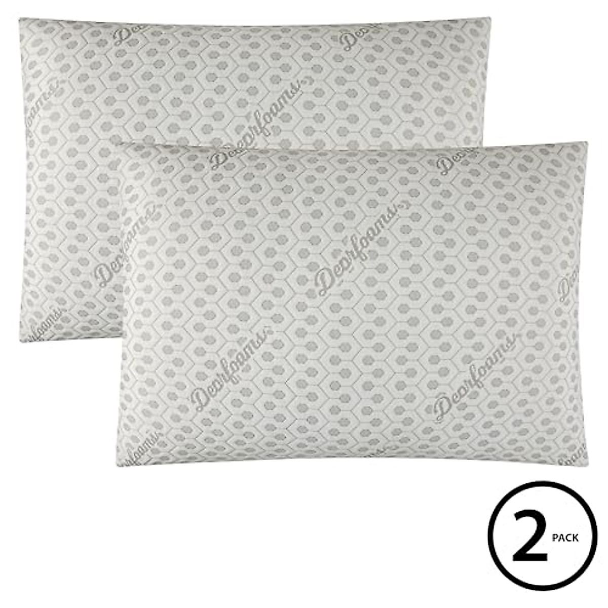 Dearfoams Bed Pillows - Standard/Queen Size - Set of 2 - Charcoal Infused Bed Pillow with Soft Knit Cover for Back, Side and Stomach Sleepers