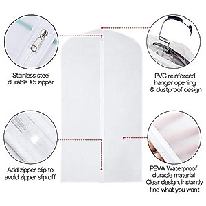 AIDBUCKS Garment Cover Garment Bag Clothes Protector Lightweight Clear Suit Bag (Set of 10) PEVA Breathable Dust Cover for Closet Clothes Storage & Travel