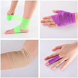 sansheng 12 Pack Self Adherent Cohesive Wrap Bandages, Athletic Tape for Wrist, Ankle, Hand, etc(12 Colors, 1 Inch x 5 Yards)