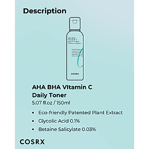 COSRX ABC Daily Toner, Korean Toner for Day & Night with AHA, BHA, & Vitamin C, Refreshing Exfoliating Toner for Clean Radiant Skin, Korean Skin Care, 150ml, 5.07 fl.oz