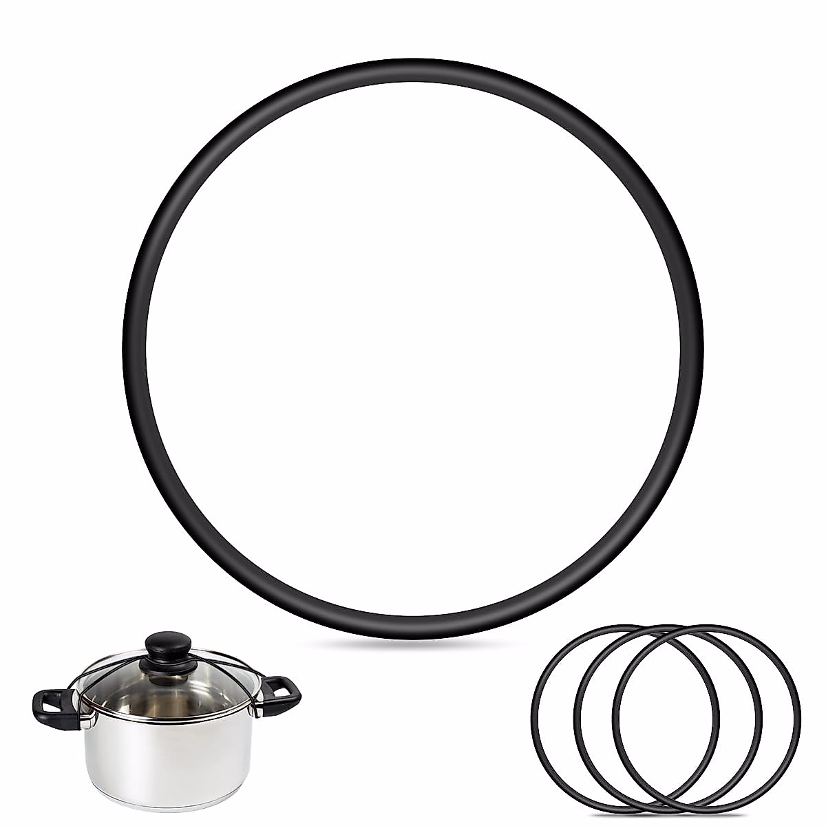 3 Pack Lid Latch Strap Rubber Band, Lid Securing Strap for Crockpot, Reusable Universal Lid Strap 6,7,8 Quart for Hamilton Beach Slow Cooker, Casserole, Pots, Pans(Black)