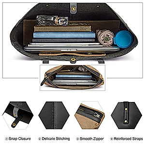 S-ZONE Women Genuine Leather Tote Bag Shoulder Handbag Version 1 Bundle with Version 2 Crossbody Purse