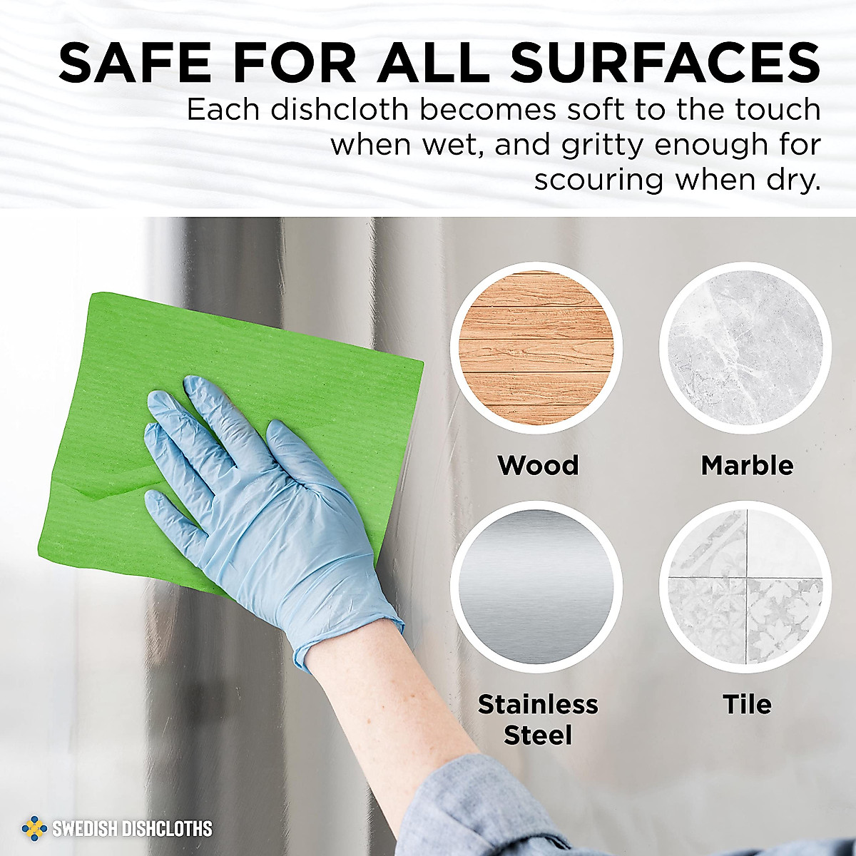 Swedish Dish Cloths - 10 Pack Absorbent, Reusable, & Washable Hand Wash Cloths for Kitchen, Dishwashing - Cellulose Sponge Dishcloth Towels - Eco-Friendly Cleaning Paper Towel Alternative