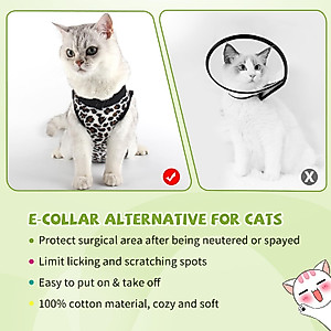 Pawcomon 2 Packs Cat Surgery Recovery Suit Surgical Clothes Abdominal Wounds Anti-Licking Cat Bodysuit Onesie Substitute E-Collar& Cone