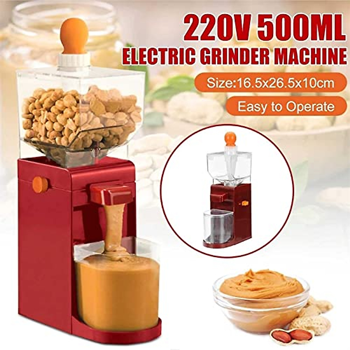 Peanut Butter Maker Nut Grinder, Small Cooking Machine, Home 110V/220V 120W Kitchen Butter Machine, Peanuts Cashews Almonds Hazelnut