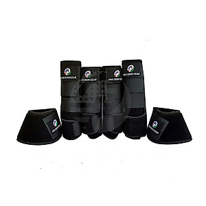 RIDING GEARS Horse Medicine Brushing Boots Horse Bell Boots Leg Wraps Protection Gear Set of 4 and Set of 6 (Large/Full, Black (Set of 6))