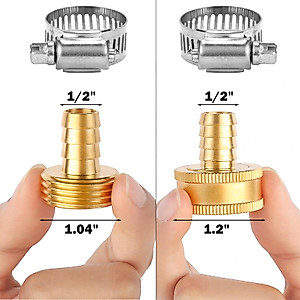 Sanpaint Brass Garden Hose Connector Repair Mender Kit with Stainless Clamp,Fits 3/4 Inch Water Hose Fitting,2-Set