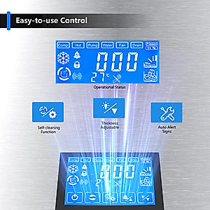 Coolake Commercial Ice Maker Machine 360lbs/24H, ETL Approved Under Counter Ice Maker, 120lbs Storage, Stainless Steel Ice Machine, Upgraded Water Filter Reduce Scale for Home Bar Restaurant Office