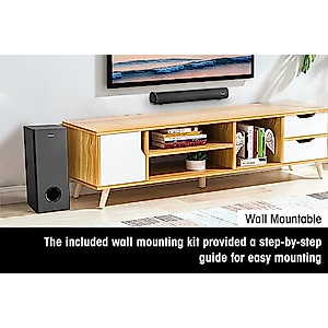 littoak 2.1 Sound Bar with Subwoofer for TV, Deep Bass Small Soundbar TV Speaker Home Theater Surround Sound System, HDMI/Bluetooth/Optical/Aux Connection, 16 Inch