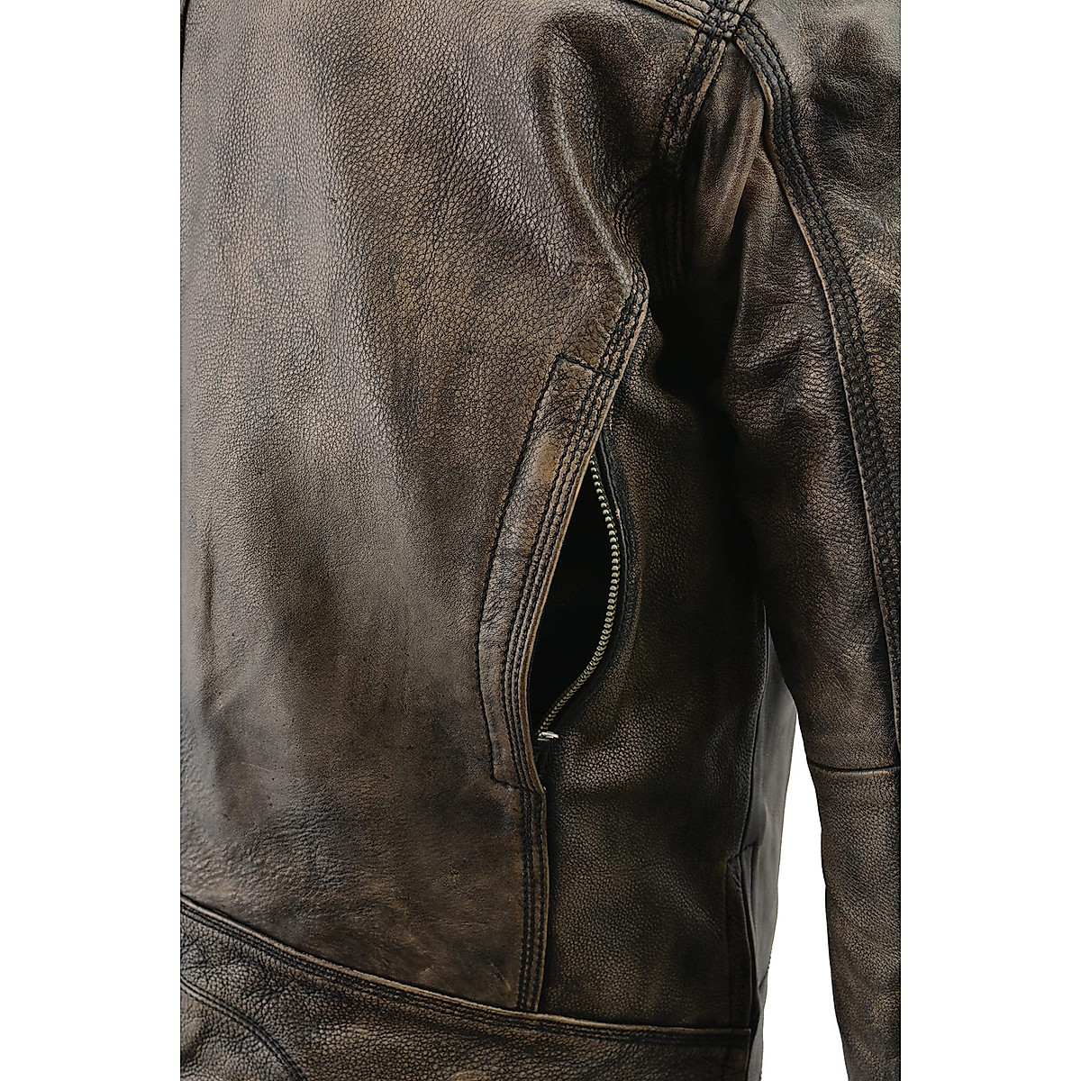 Milwaukee Leather Men's Distressed Scooter Jacket w/Venting Distressed Brown (Medium)