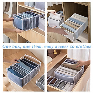 2PCS Extra-large Clothes Organizer for Folded Clothes, Pant Jeans Organizer with Compartment,Foldable Wardrobe Clothes Clothing Organizer for Closet Drawer Storage Box Bedroom. (7 Grids-Large, white)