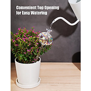 NiHome Plant Watering Globes 2-Pack, Iridescent Glass Cactus Self Watering Globe, Glass Waterer for Potted Plants - 4.7OZ/140 ML Capacity Automatic Mini Irrigation System, Adorable Gardening Gift