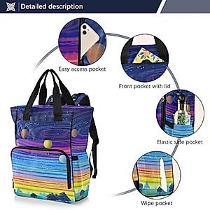 xigua Colorful Universe Diaper Bag Backpack Multi Function Baby Changing Bags Waterproof Large Capacity Travel Back Pack for Mom Dad