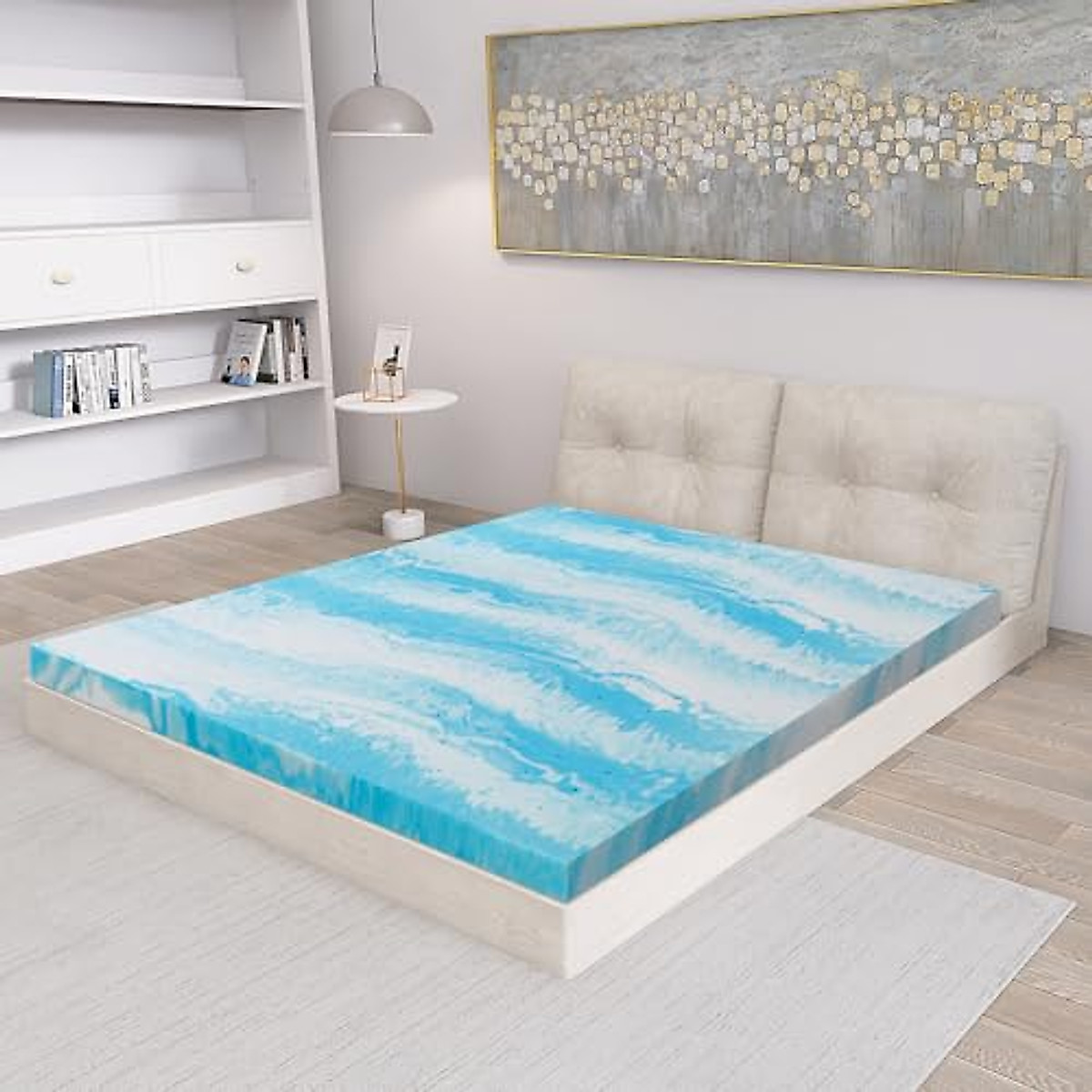 Hcore Mattress Topper California King - 4 Inch Gel Memory Foam Mattress Topper California King Size for Back Pain, CertiPUR-US Certified, Blue