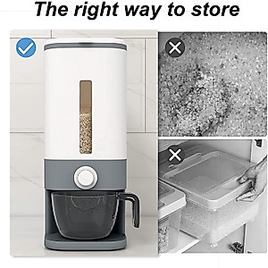 J-hong 25 Lbs Rice Dispenser, Large Grain Container Storage with Lid Measuring Cylinder Moisture Proof Household Cereal Dispenser Bucket for Kitchen wide range of grains