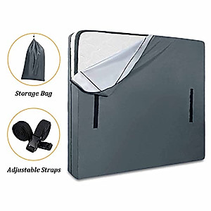 PAMYO King Mattress Bag for Storage Moving Protector, Waterproof Reusable Mattress Cover with Heavy Duty 8 Handles Water Resistant Zipper Closure and 2 Adjustable Straps, Gray