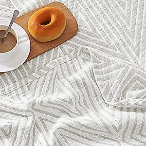 jinchan Cotton Throw Blanket Grey Throw Blanket for Couch Cozy Blanket Cotton Twin Size Bed Throw 3 Layer Spring Blanket Gray Coverlet Geometric Quilt Soft Blanket Baby Kid Gift 60x80 Inch