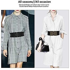 GRACE KARIN Womens Corset Elastic Belt with Zipper And Rivet Elastic Pu Leather Wide Band Retro Plus Size(Rivet # Black,XXL)