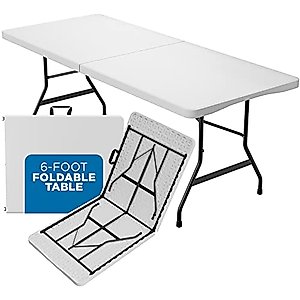 Sorfey Portable Folding Table 6-Foot X 30 inch Plastic Indoor & Outdoor for Picnic, BBQ, Party,