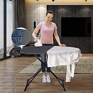 Duwee 17"x48" Steel Top Extra Wide Ironing Board with Retractable Iron Rest, Adjustable Height,Foldable Ironing Boards with 10 mm Thicken Feltpad and Cover,Heavy Duty Legs