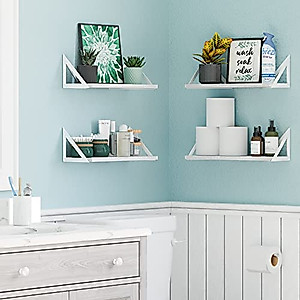 Wallniture Minori White Floating Shelves, Bookshelf Living Room Decor, Bathroom Storage, Kitchen Organization, Shelves for Bedroom Set of 4