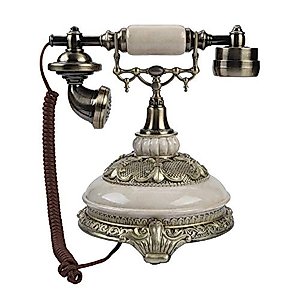Antique Telephone with Caller ID, Resin Vintage Corded Digital Telephone European Retro Landline Telephone Decorative Rotary Dail for Home Hotel Office Decor,FSK/DTMF Systems