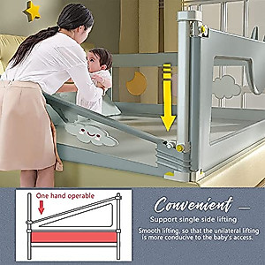 EAQ Bed Rail for Toddlers, Infants Safety Bed Guardrail, Toddler Bed Rails for Twin, Full Size, Queen &King Mattress,Extra Long Crib Rail Guard,One Pack(59", Dog)