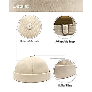 Zylioo XXL Oversize Watch Cap,Casual Harbour Hats for Big Heads,Roll-up Skull Caps,Large Adjustable Docker Hat Khaki
