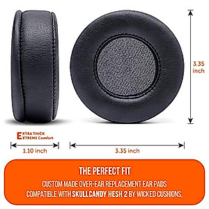 WC Wicked Cushions Extra Thick Premium Earpads for Skullcandy Hesh Wired & Hesh 2 Wireless Headphones - Black