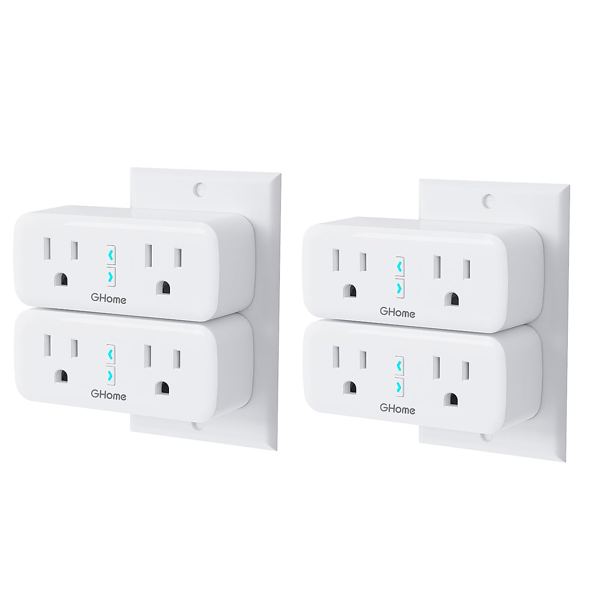 Dual Smart Plug Extender, GHome 2.4G Wi-Fi Outlet with Individual Control Works with Alexa, Echo, Google Home, No Hub Required, ETL Certified (4 Pack)