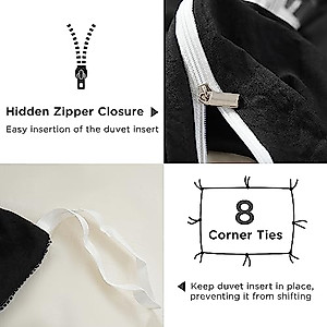 ATsense Duvet Cover Queen Size, Super Soft 100% Washed Microfiber 3 Piece Black Comforter Cover Bedding Set with Zipper Closure, 1 Duvet Cover 90x90 and 2 Pillowcases