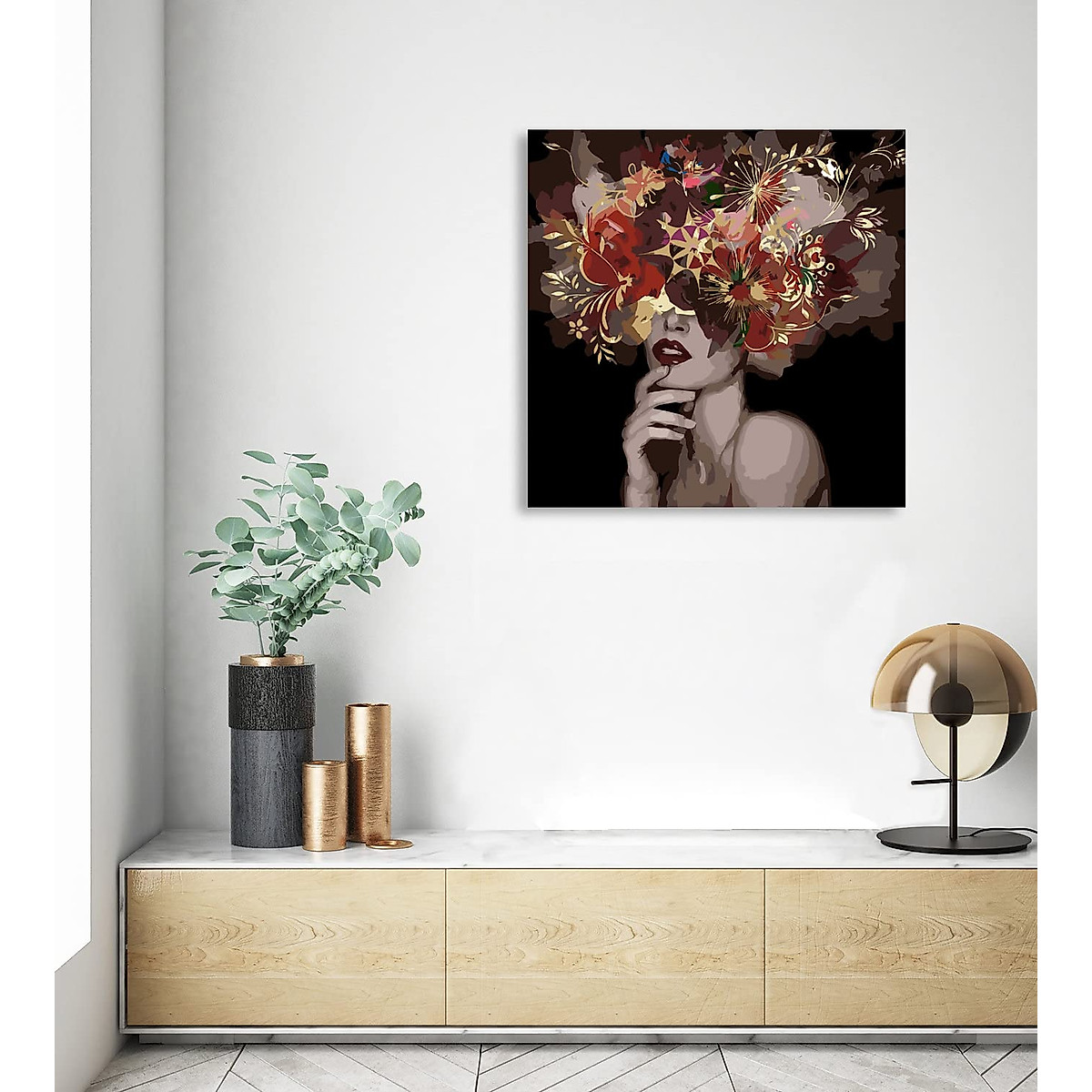 Art Knitting Paint by Number for Adults Beginner Students Kids, Gift Choice, DIY Acrylic Painting for Room Décor Canvas Roll- Pin-up Girl (SZ067)