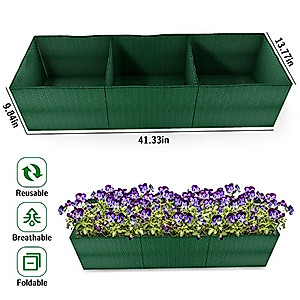 UCandy Pack 2 of Raised Garden Bed with 3 Partition Grids,Durable PE Fabric Planters Grow Bags,Suitable for Potato,Tomato,Flower,Vegetable Plant Container (2)