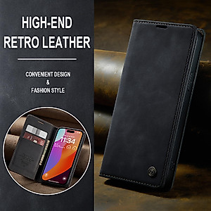 SINIANL Leather Case for iPhone 15 Pro Case Wallet, for iPhone 15 Pro Wallet Case Book Folding Flip Folio Case with Magnetic Kickstand Card Slots Protective Cover for iPhone 15 Pro, Black