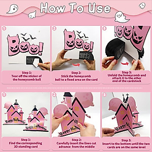 12Pcs Halloween Honeycomb Centerpieces Pink Black Halloween Baby Shower Birthday Party Decorations for Girl Halloween Table Centerpieces Decorations