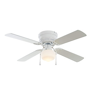 Mainstays 42" Hugger Metal Indoor Ceiling Fan with Single Light, White, 4 Blades, LED Bulb