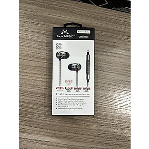 SoundMAGIC E10C Wired Earbuds with Microphone HiFi Stereo Earphones Noise Isolating in Ear Headphones Powerful Bass Tangle Free Cord Gunmetal