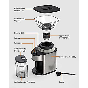 Electric Conical Burr Coffee Grinder, Adjustable Burr Mill with 19 Precise Grind Setting, Stainless Steel for Drip, Percolator, French Press, Espresso and Turkish Coffee Makers