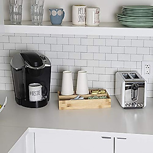 Mind Reader Bamboo Desk, Drawer, Coffee Condiment, Makeup Organizer, 4-Section, Brown