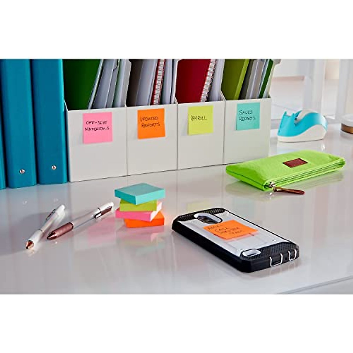 Post-it Super Sticky Notes,2x2 in, 8 Pads, 2x the Sticking Power, Supernova Neons Collection, Recyclable (622-8SSMIA) , 1 7/8" x 1 7/8" , Assorted
