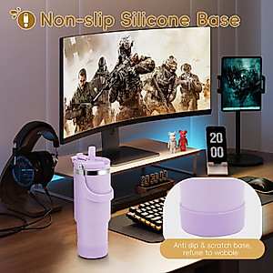 VUSIGN 30 oz Tumbler with Handle and Flip Straw, Stainless Steel Vacuum Insulated Water Bottle Travel Mug Thermal Cup for Home, Office, Car, Outdoors, Sports, Orchid