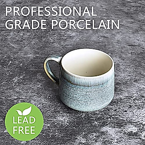 Bosmarlin Large Ceramic Wide Coffee Latte Mug Set of 2, 18 Oz, Big Stoneware Tea Cup for Office and Home, Dishwasher and Microwave Safe (Willow Green, 2)