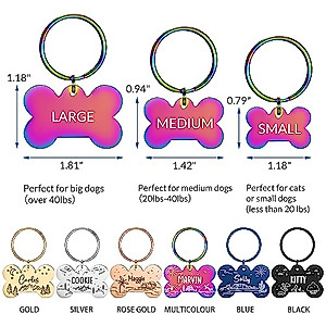 Atdesk Stainless Steel Pet ID Tag, Custom Dog Tag for Pets Engraved Name, Address & Phone Number, Personalized Dog Tags and Cat Tags, Dog ID Tag for Dogs, Dog Bone Tag(S Multi)