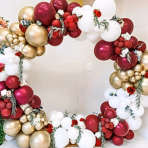 Voircoloria 105pcs Burgundy Balloons 12inch Maroon Party Latex Balloons for Birthday, Graduation, Baby Shower,Wedding, Anniversary Valentines Party Decorations