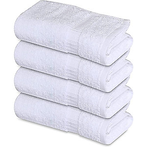 GOLD TEXTILES 120 Pack Premium White Hand Towels 16x30 inches - 100% Ring Spun Cotton Luxury Soft Absorbent & Quick Dry, Large Bathroom Hand Towel Perfect for Hotel, Salon,Gym & Spa (120 White)