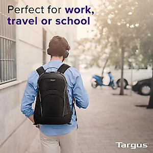 Targus Motor Backpack Ultimate Laptop Protection for Business Professional & College Student Travel with Durable Water-Resistant Material, Back Padding Support, Fits 16-Inch Laptop, Black (TSB194US)