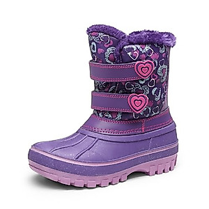 DREAM PAIRS Boys Girls Snow Boots Water-Resistant Outdoor Sport Warm Cozy Anti-Slip Cute Ankle Winter Shoes for Toddler/Little/Big Kid,Size 2 Little Kid,Purple,DUCKO