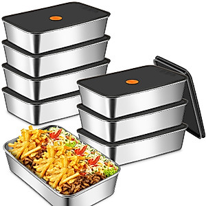Blushtier 8 Set 67oz Stainless Steel Food Storage Containers Reusable Metal Meat Marinating Container with Lids Fruit Lunch Storage Box for Leftovers,dishwasher and Freezer Safe 2000ml